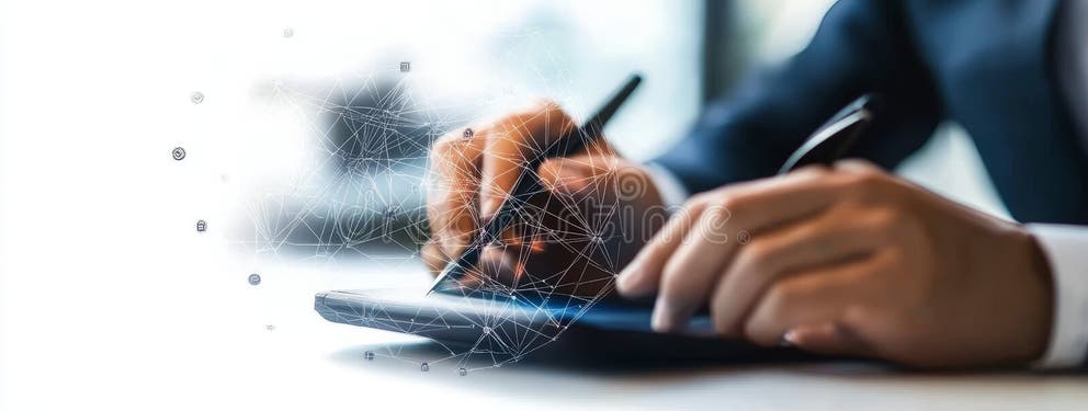 Digital Transformation at Work As a Businessman Engages with Technology ...