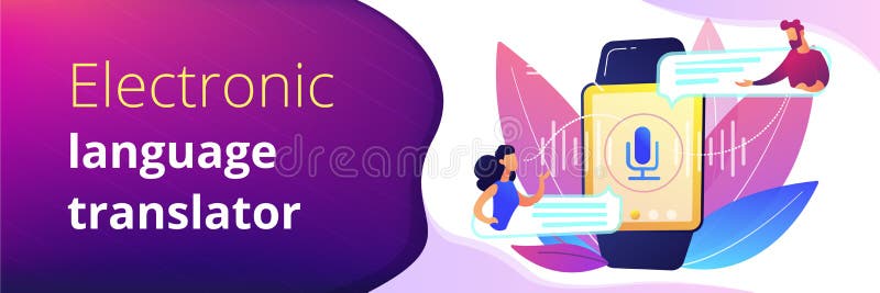 Digital Translator Concept Banner Header. Stock Vector - Illustration ...