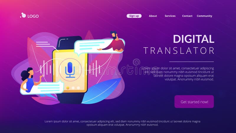 Digital Translator Concept Landing Page. Stock Vector - Illustration of ...
