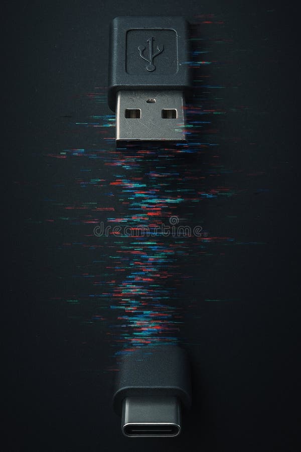 Digital Transmission between USB and Type-C Connectors Stock ...