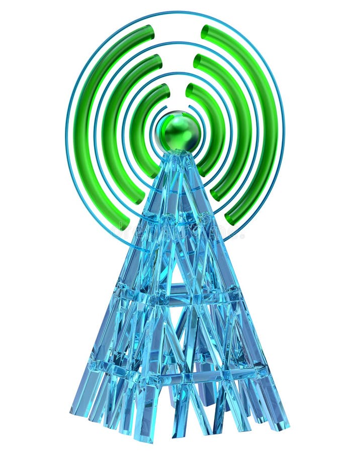 Digital Transmitter Sends Signals from High Tower Stock Illustration ...