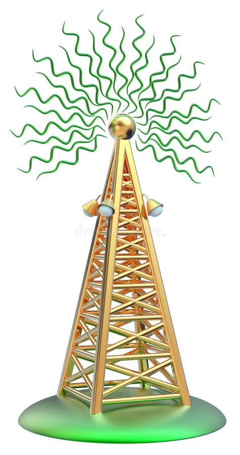 Digital Transmitter Sends Signals from High Tower Stock Illustration ...