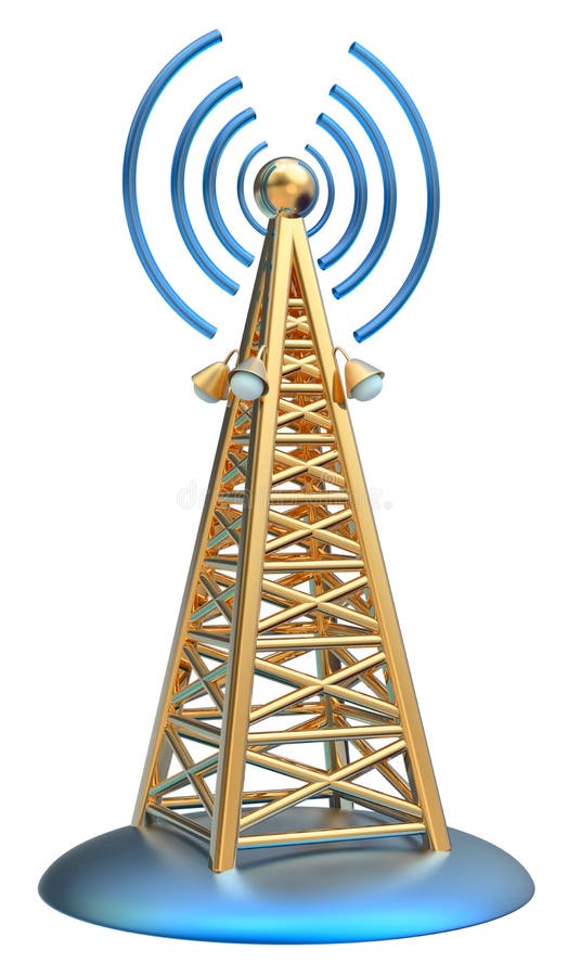 Digital Transmitter Sends Signals from High Tower Stock Illustration ...