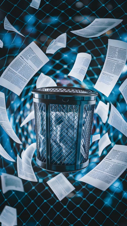 Cool Blue Digital Trash Bin Deletes Floating Documents in Mesh Network ...