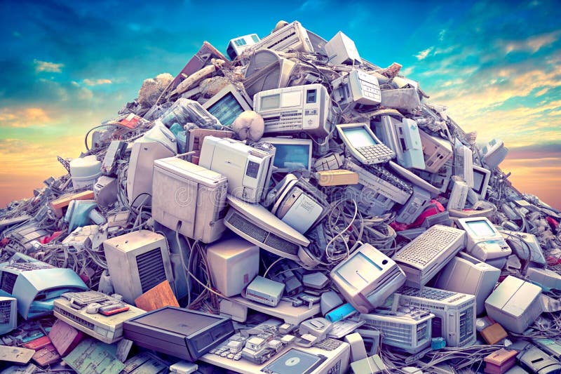 Digital Trash. Dump of Old Laptops, Monitors, Computers Stock ...