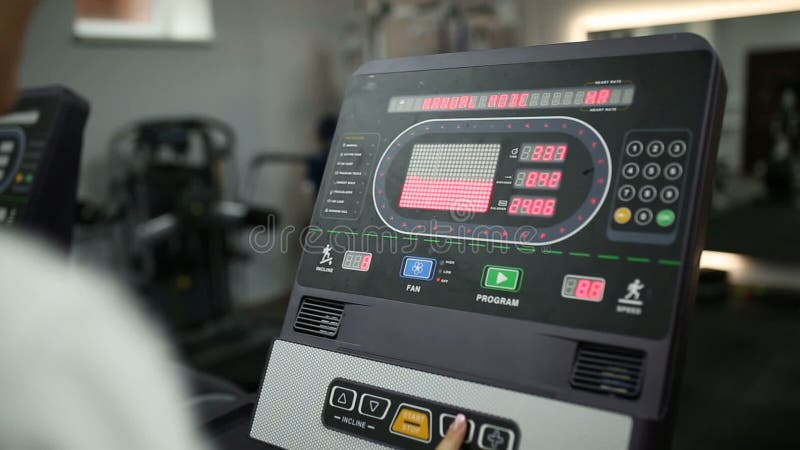 Digital treadmill panel stock video. Video of button - 131482947