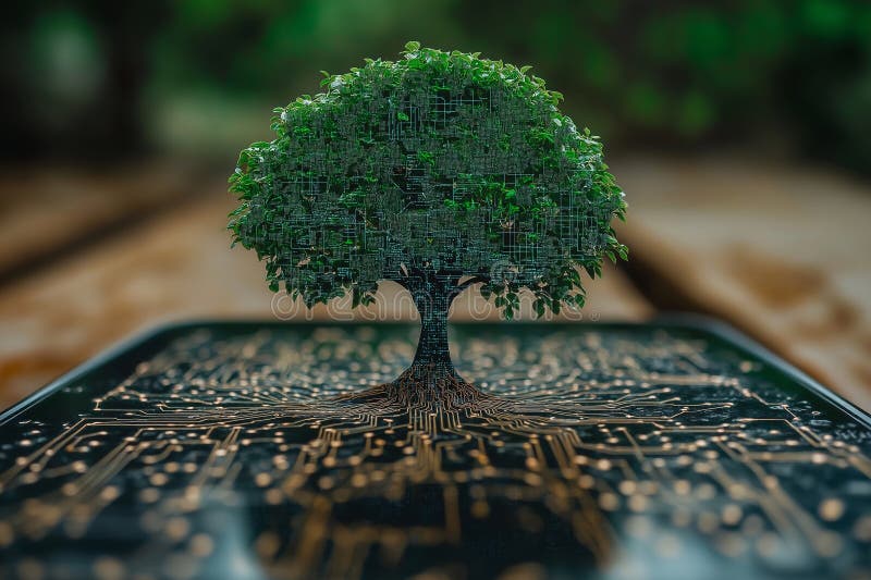 Digital Tree with Circuit Branches Emerging from a Flat Surface in ...