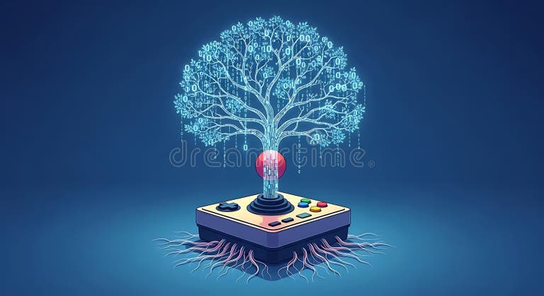 Digital Tree on Game Controller Stock Image - Image of cyberpunk ...