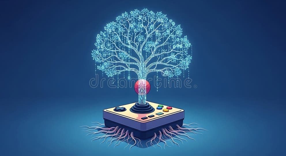 Digital Tree on Game Controller Stock Image - Image of cyberpunk ...