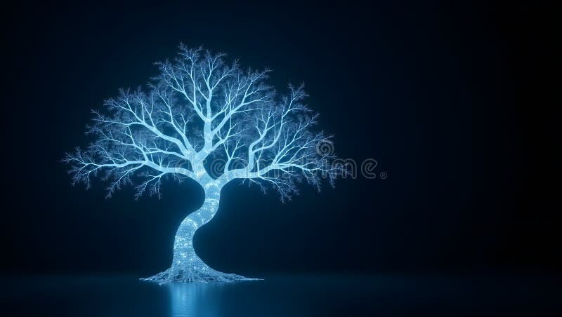A Digital Tree with Glowing, Circuit-like Branches Growing in the Void ...