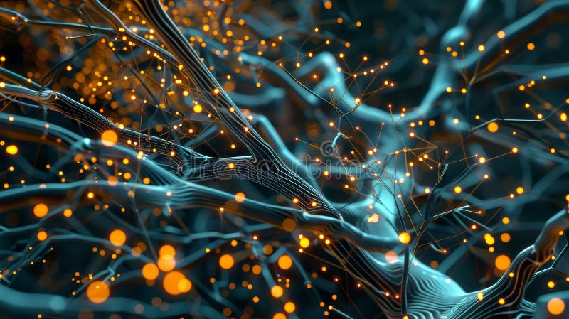 A Digital Tree with Glowing Connection Lines in Its Branches, Ai ...