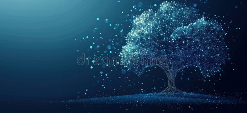 Digital Tree with Glowing Network Structure, Abstract Representation of ...