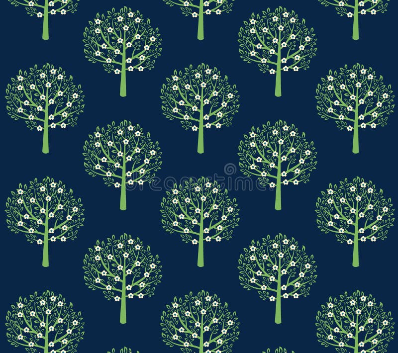 Digital Tree Illustration Tree Art Allover Pattern Botanical Allover ...