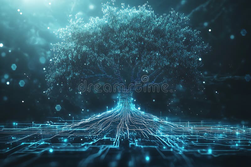 Digital Tree of Knowledge stock illustration. Illustration of ...