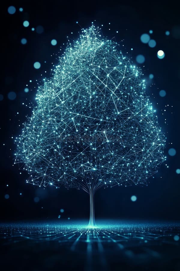 Digital Tree of Life with Network Connections, Technology and Nature ...
