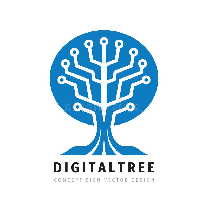 Digital Tree - Vector Logo Sign Template Concept Illustration in Flat ...