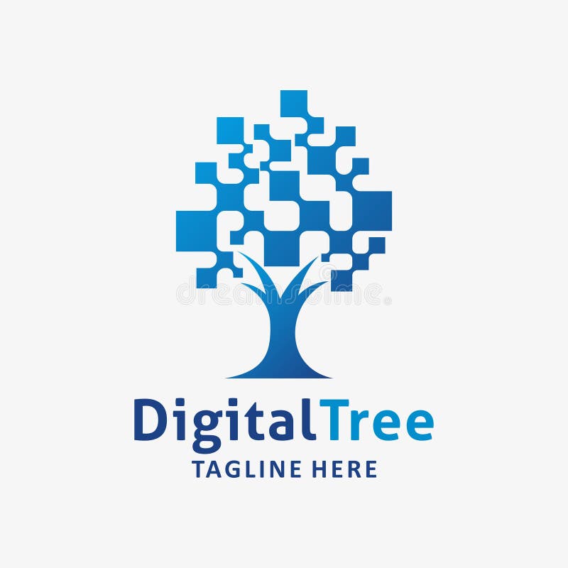 Digital tree logo design stock vector. Illustration of icon - 236253068