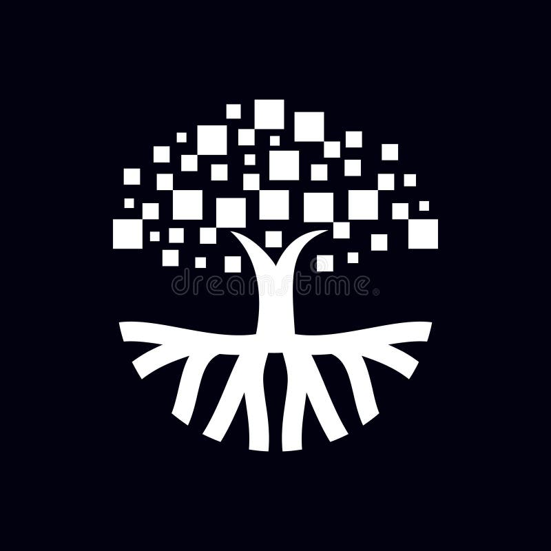 Digital Tree Logo, Tree Pixel Logo Icon Stock Vector - Illustration of ...