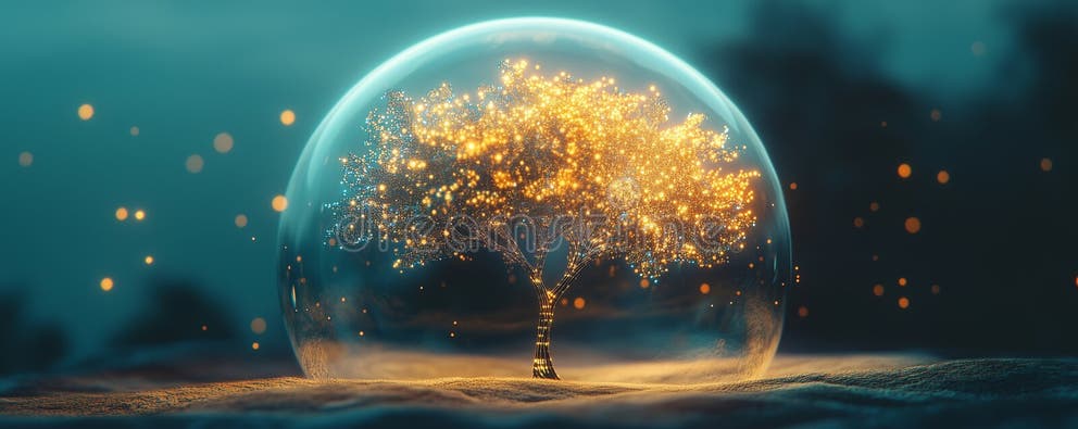 Digital Tree Made of Branching Security within a Glowing Protective ...