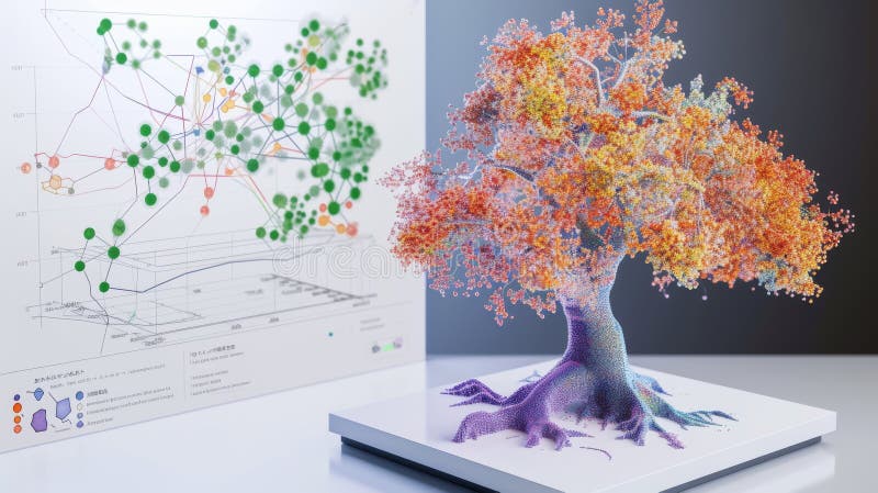 Digital Tree and Network Analysis on Display Stock Image - Image of ...