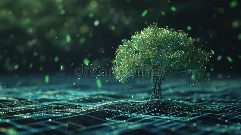 Digital Tree with Network Connections in Futuristic Environment Stock ...