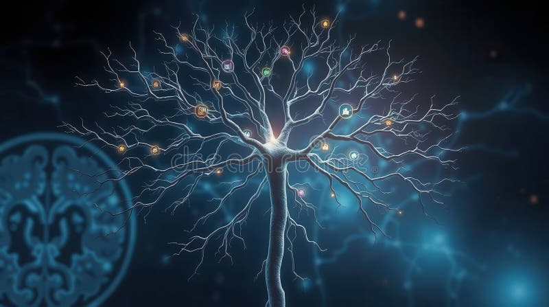 Digital Tree Representing Neural Connections in a Brain Anatomy Themed ...