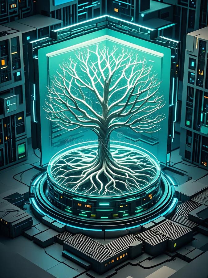 Digital Tree with Roots Resembling Circuit Lines Representing the ...