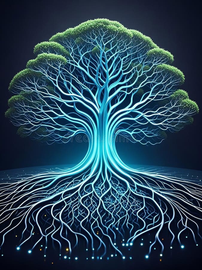 Digital Tree with Roots Resembling Circuit Lines Representing the ...