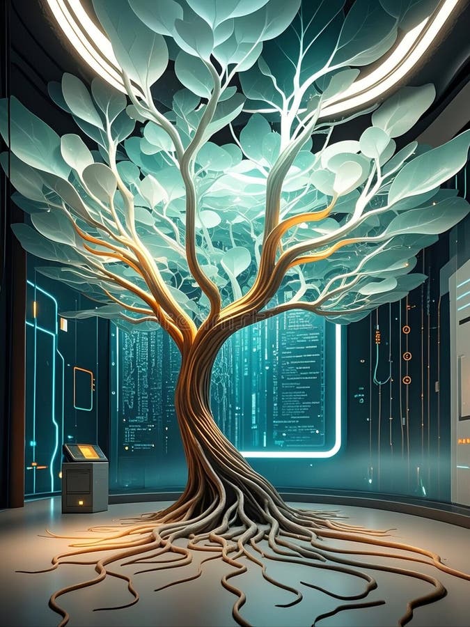 Digital Tree with Roots Resembling Circuit Lines Representing the ...