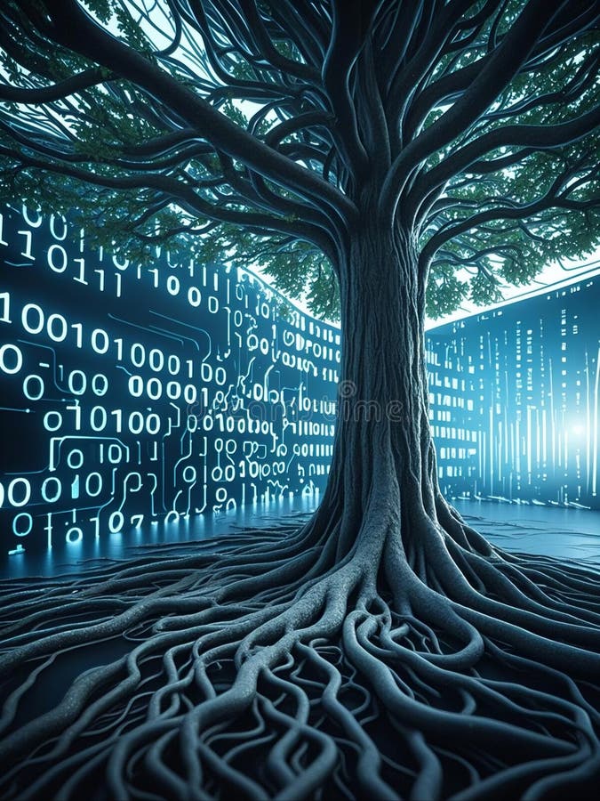 Digital Tree with Roots Resembling Circuit Lines Representing the ...