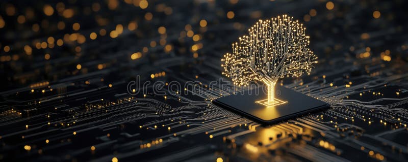 Digital Tree Symbolizing Growth and Connectivity on Circuit Board ...