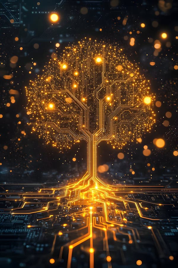 Digital Tree Symbolizing Growth and Connectivity through Technology in ...