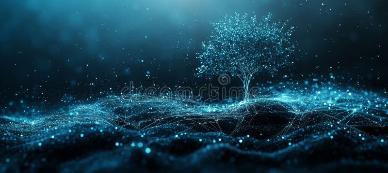 Digital Tree on Technology Background, an Abstract Growth Symbol in ...