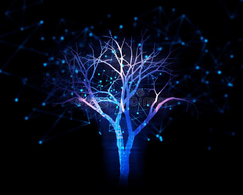Digital Tree on Technology Background Illustration Stock Illustration ...