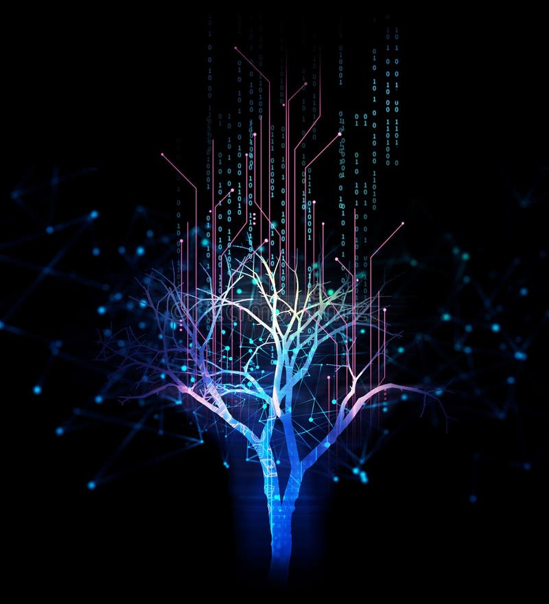 Digital Tree on Technology Background Illustration Stock Illustration ...