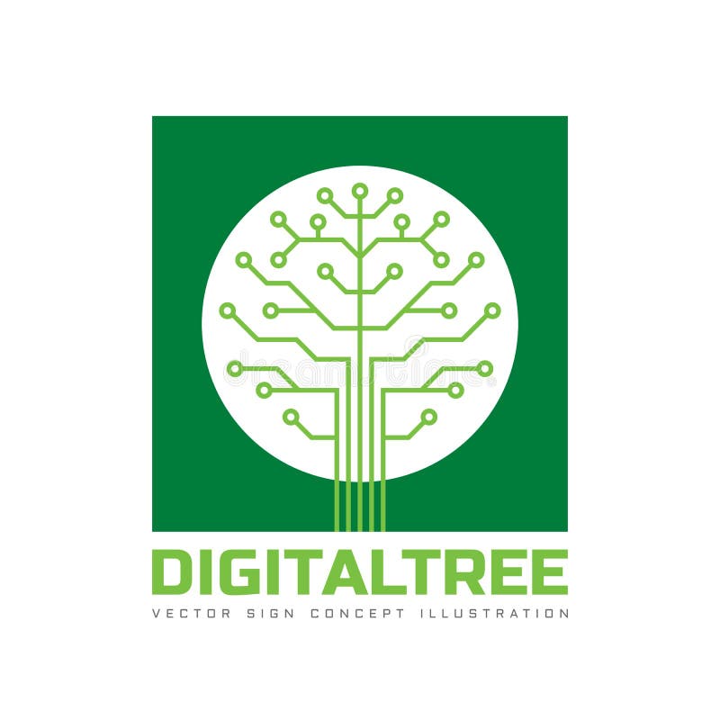 Digital Tree - Vector Logo Template Concept Illustration in Flat Style ...