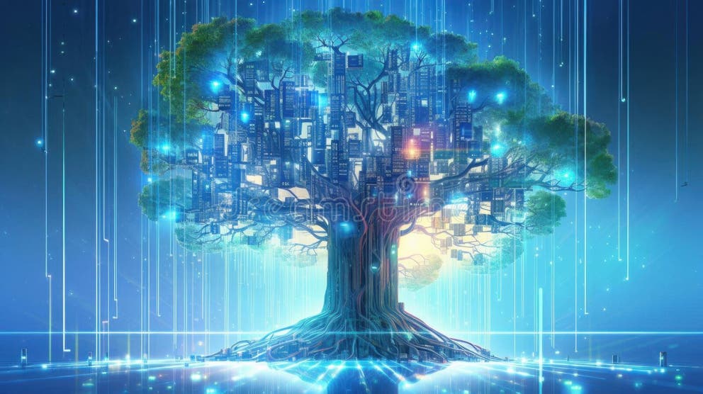 Digital Tree, a Visual Representation of Data and Connectivity Stock ...