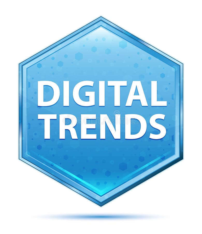 Digital Trends Crystal Blue Hexagon Button Stock Illustration ...
