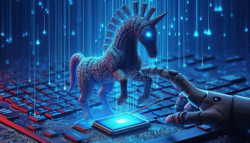 Digital Trojan Horse and Malware Concept Illustration Stock ...