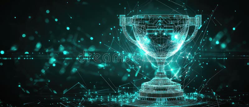 Digital Trophy on a Network Background Stock Illustration ...