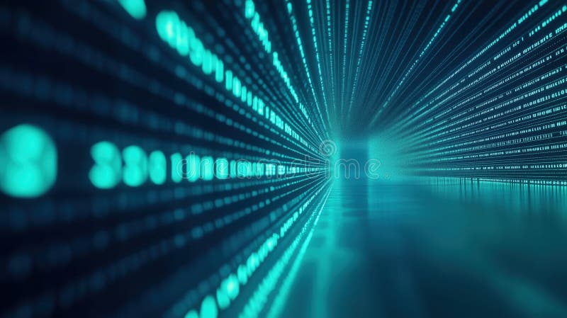 Digital Tunnel with Binary Code Flowing, Futuristic Technology Concept ...
