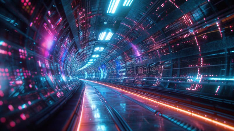 Digital Tunnel in Cyber Space, Abstract Tech Data Texture Background ...