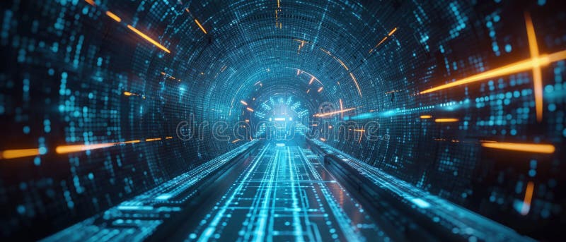 Digital Tunnel in Cyberspace or Futuristic Corridor, Abstract Texture ...