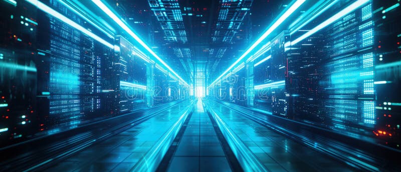 Digital Tunnel in Cyberspace or Futuristic Corridor, Abstract Texture ...