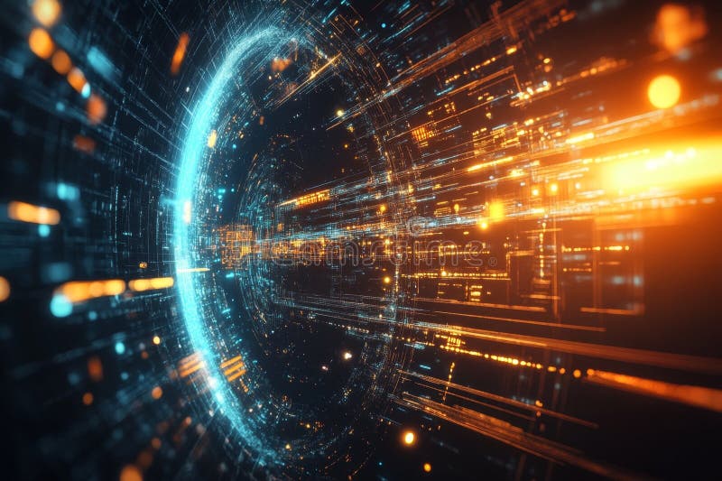 Digital Tunnel Effect Showing Data Transferring at Lightspeed Stock ...