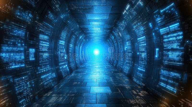 Digital Tunnel, Glowing Light, Data Stream, Futuristic Pathway ...