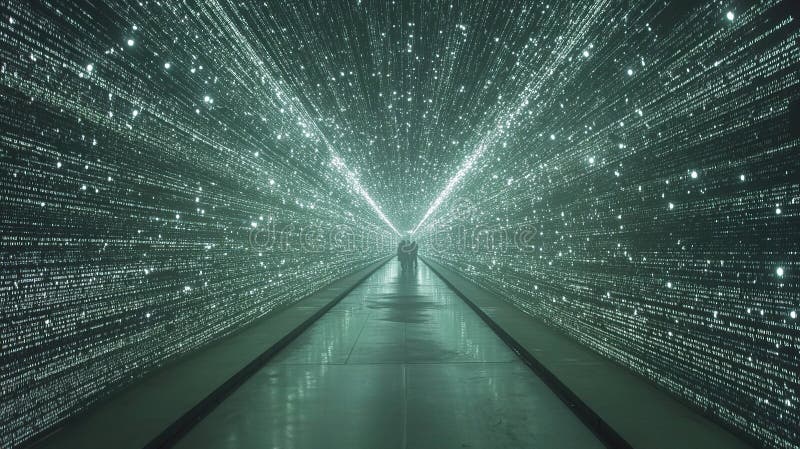 Digital Tunnel, Glowing Light, Futuristic Pathway Stock Illustration ...