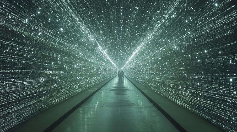 Digital Tunnel, Glowing Light, Futuristic Pathway Stock Illustration ...