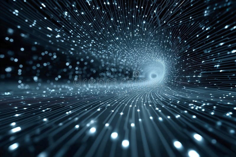 Digital Tunnel of Light and Lines, Representing Data Flow or a Circuit ...