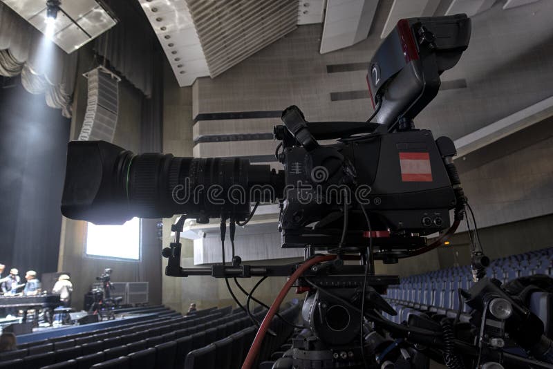 Digital TV Camera in the Concert Hall Stock Image - Image of back ...